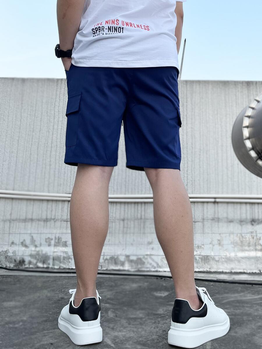 Manfinity Homme Loose Fit Men's Shorts With Patched Detail, Flap Pocket ...