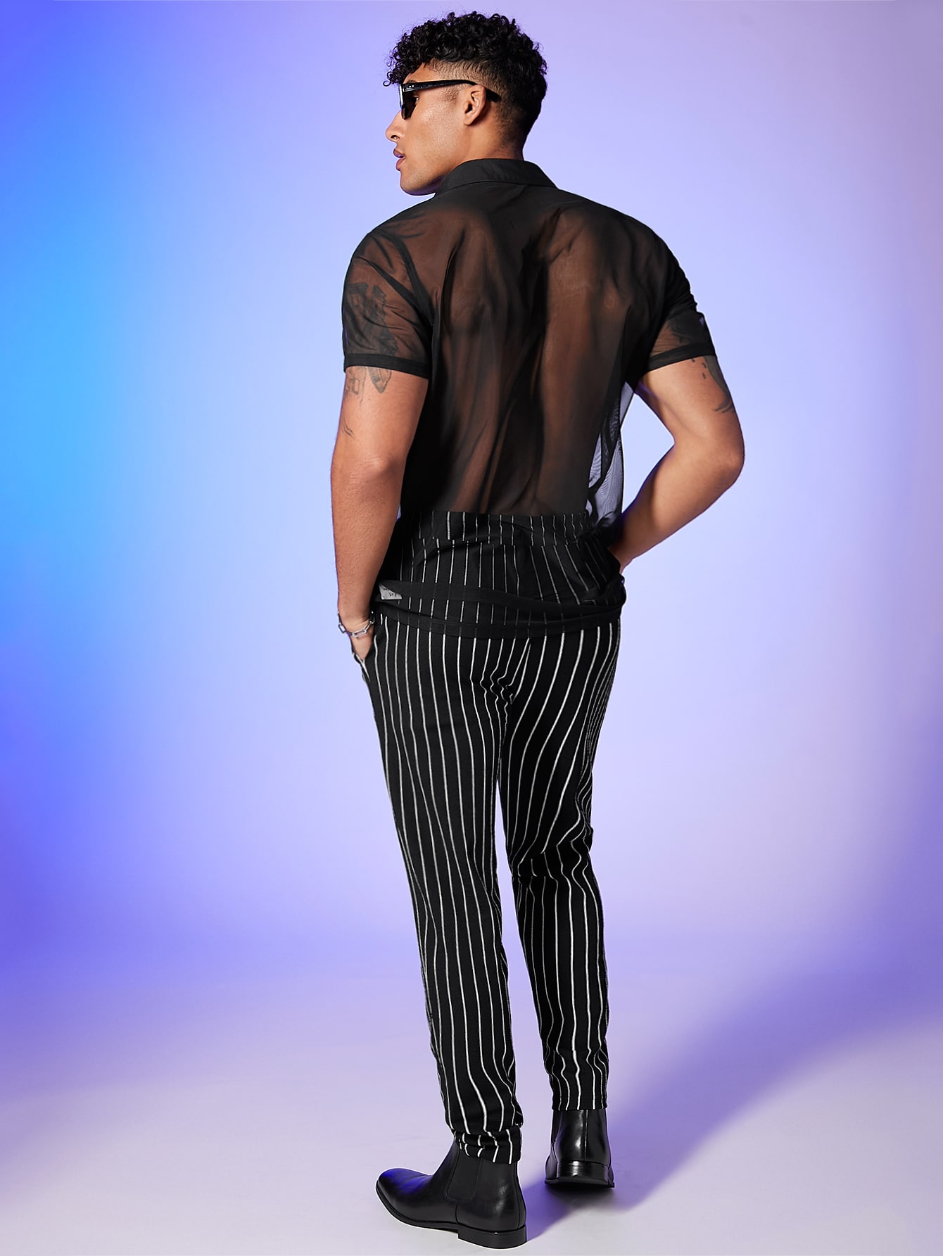 Manfinity Fever City Men Sheer Mesh Shirt | SHEIN UK