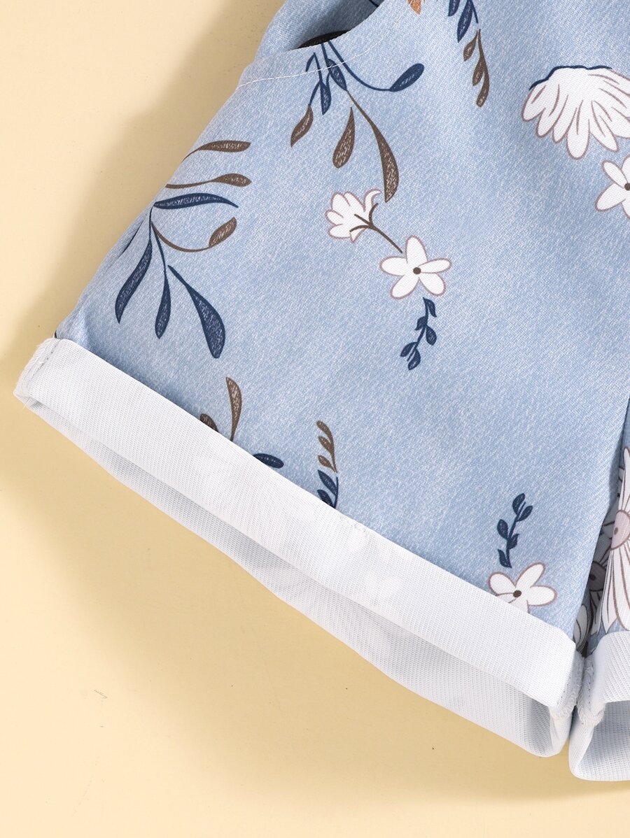 SHEIN Young Girl Floral Print Overall Romper | SHEIN USA