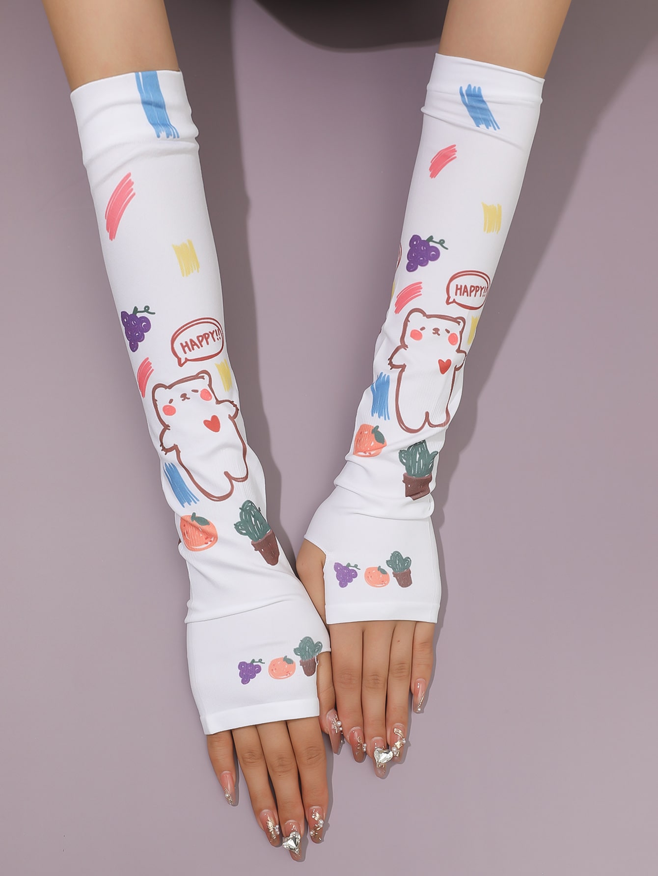 Letter & Cartoon Graphic Arm Sleeves