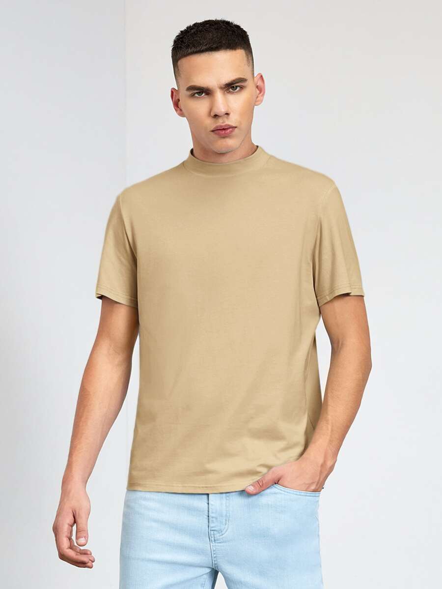 Manfinity Basics Men Mock Neck Solid Tee for Sale Australia| New ...