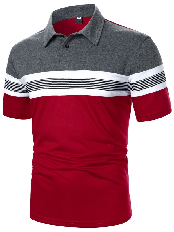 Manfinity Homme Men Striped Half Button Polo Shirt | SHEIN USA