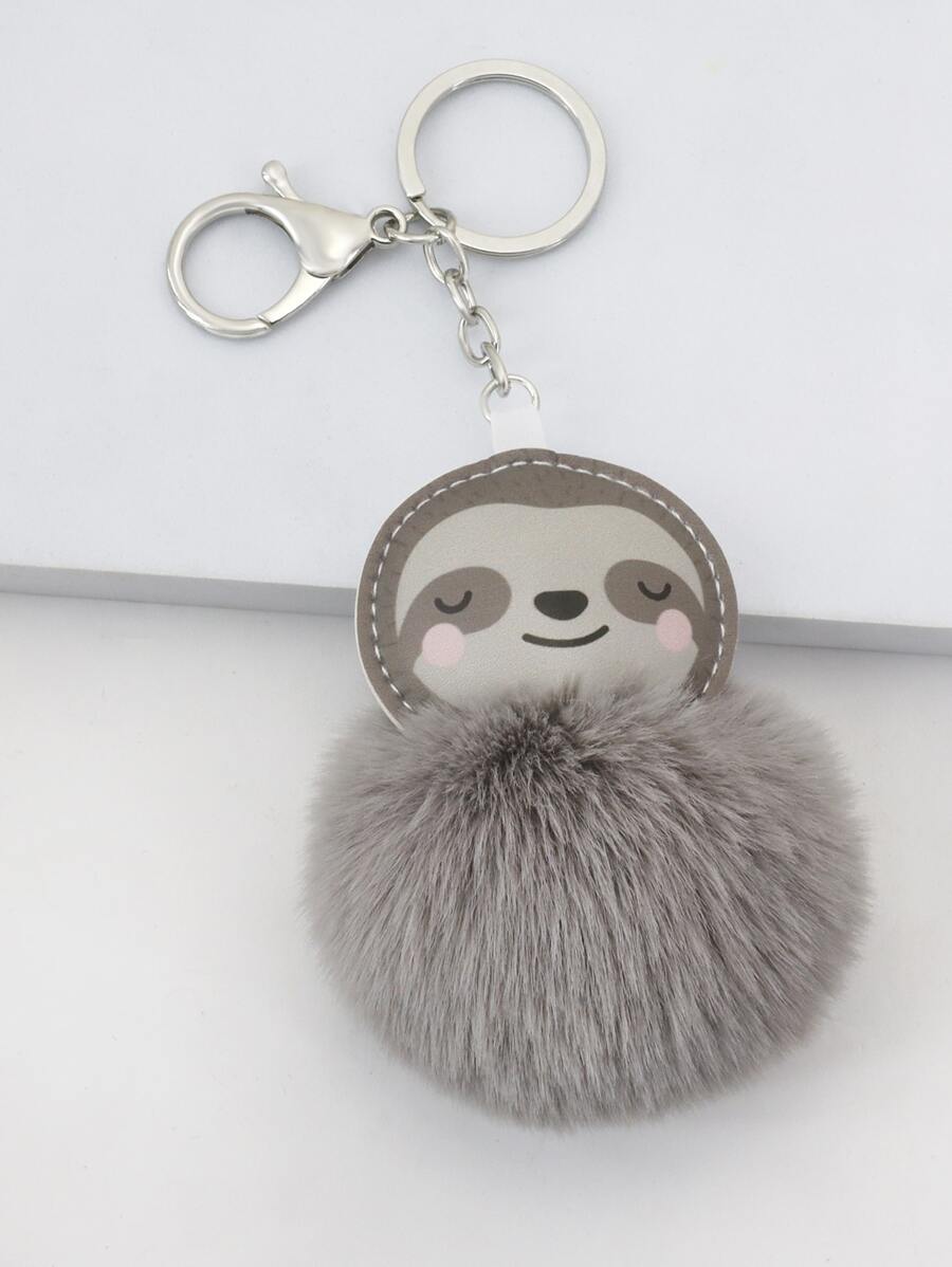 Cute Sloth & Pom Pom Charm Keychain | SHEIN UK