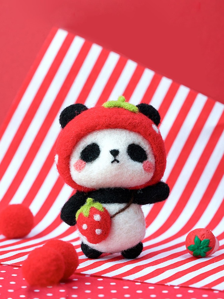 Strawberry Panda Wool Felt Poke Kit | SHEIN