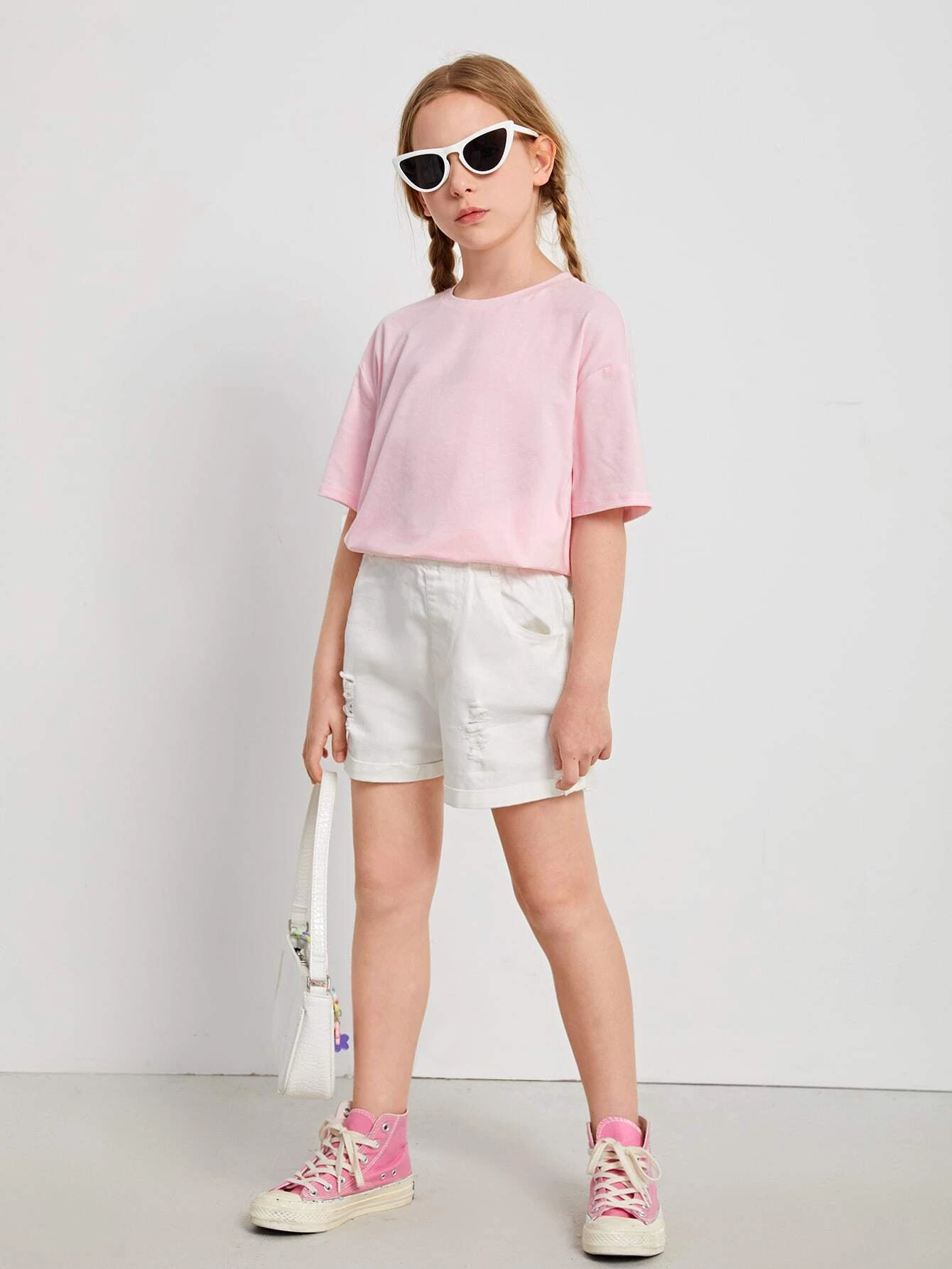 SHEIN Tween Girl Mushroom & Letter Graphic Drop Shoulder Tee | SHEIN USA