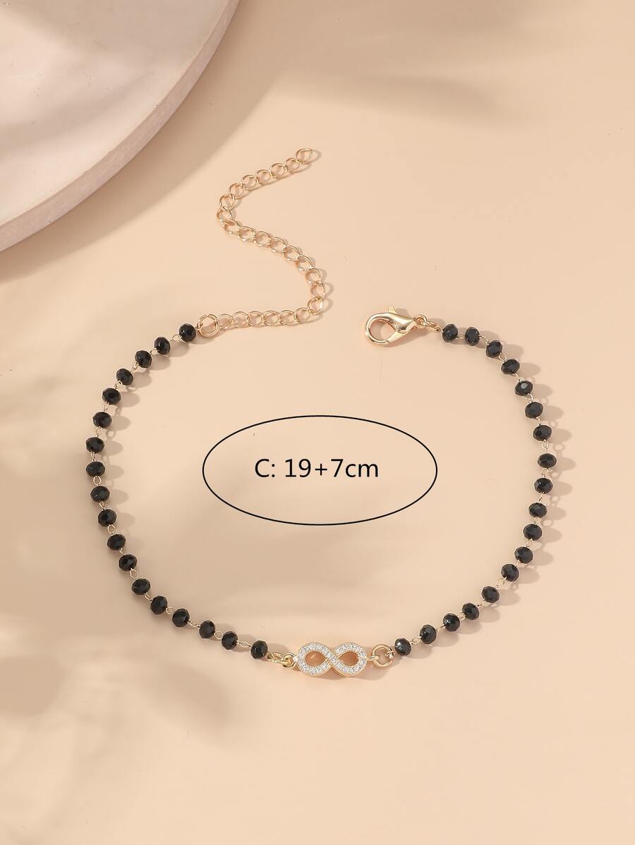 Rhinestone Infinity Symbol & Bead Decor Anklet | SHEIN USA
