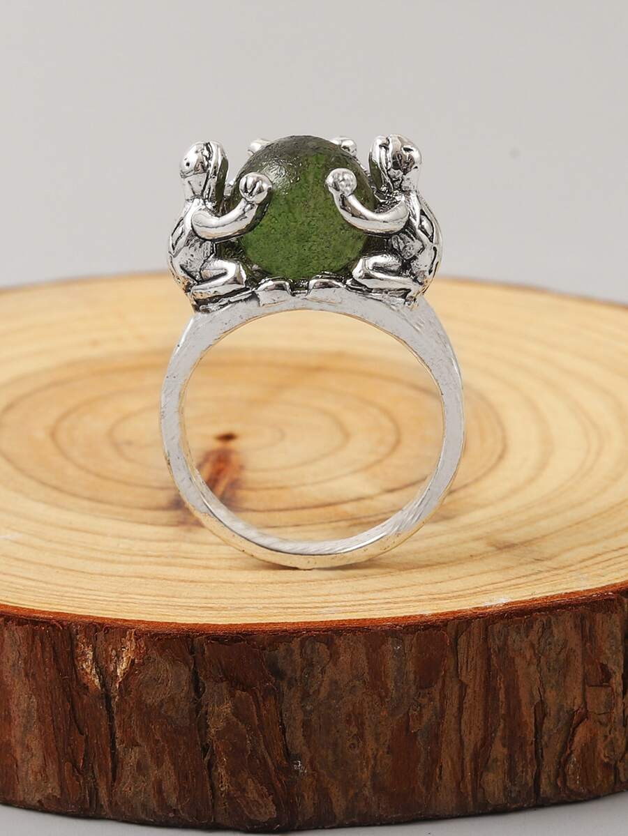 Frog & Gemstone Decor Ring | SHEIN USA