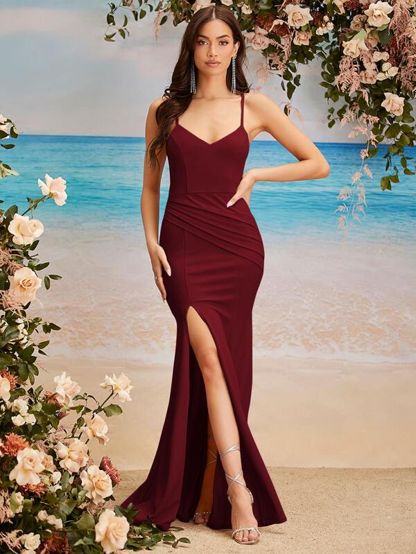 Shein Belle Criss Cross Split Thigh Bridesmaid Dress Shein Usa