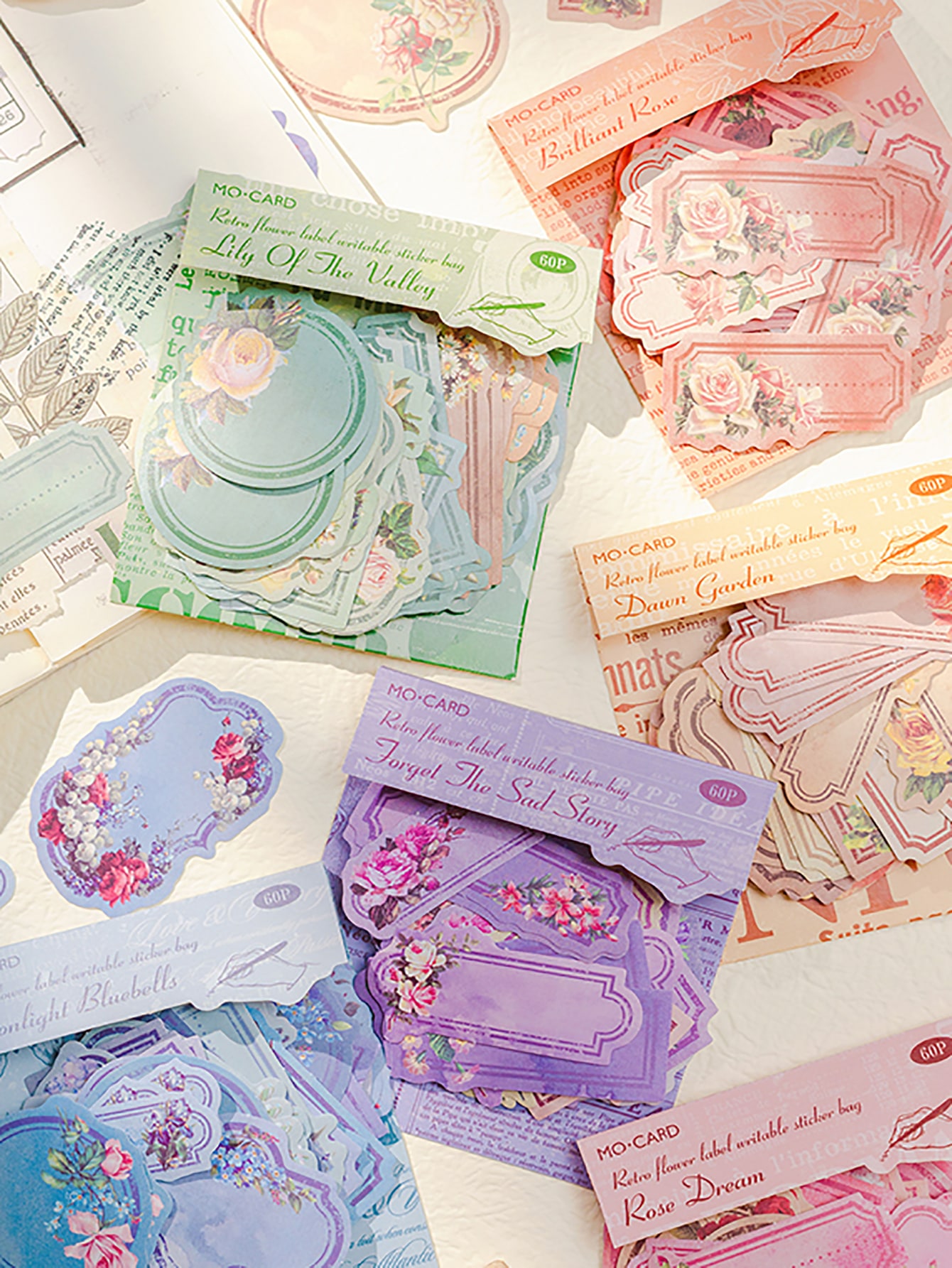 60pcs Flower Pattern Random Label Sticker