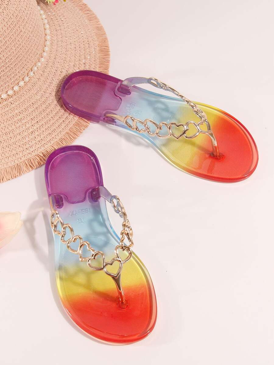 Ombre Heart Decor Flip Flops | SHEIN USA