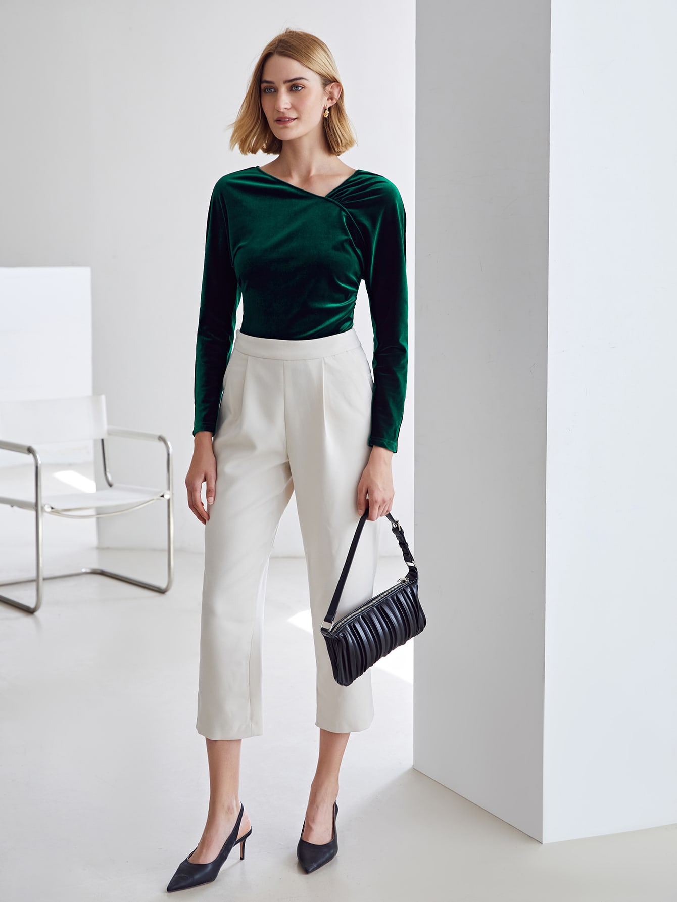 MOTF PREMIUM VELVET ASYMMETRICAL NECK TOP | SHEIN USA