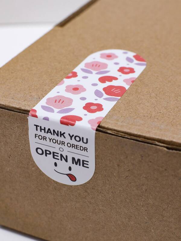 100pcs Flower Print Gift Sticker, Cute "Thank You For Your Order" Gift ...