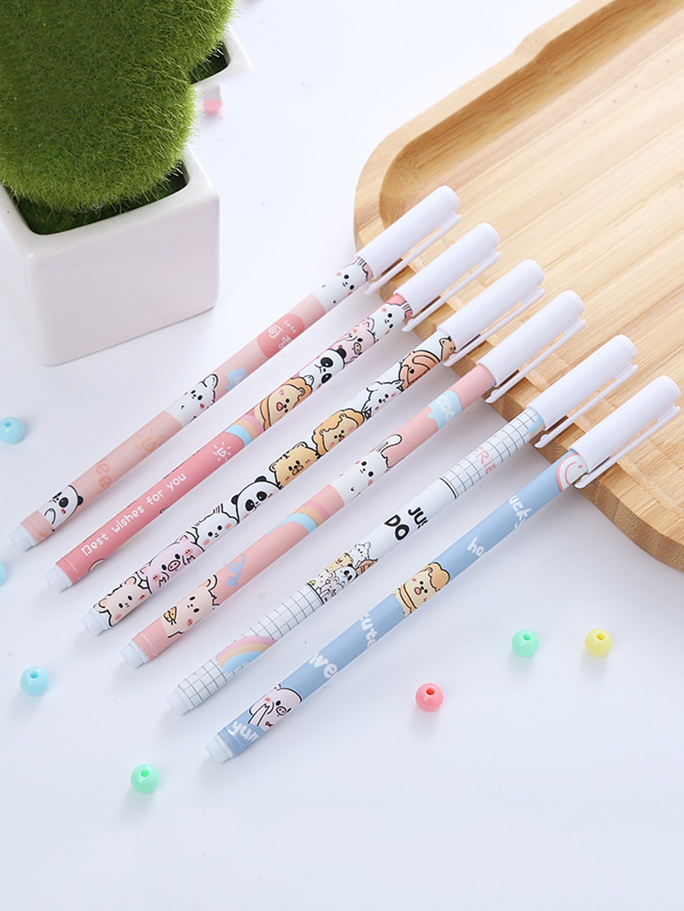 6pcs Cartoon Animal Print Random Ballpoint Pen