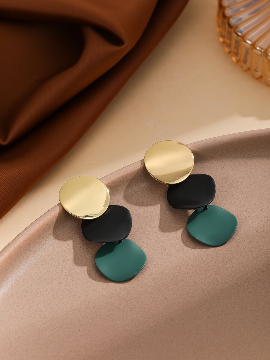 Color Block Round Drop Earrings | SHEIN USA