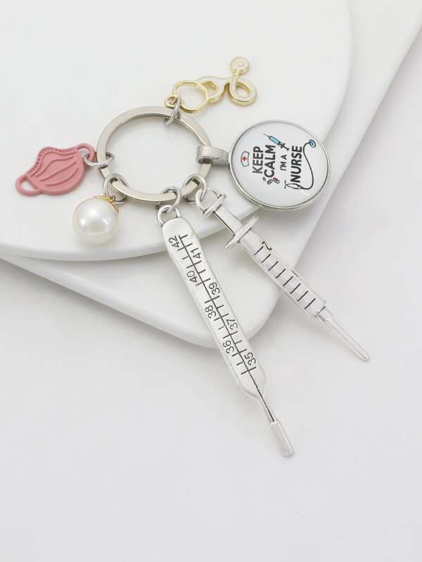 Syringe & Face Covering Charm Keychain | SHEIN UK