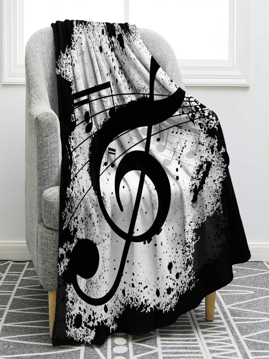 Music Notes Print Blanket | SHEIN USA