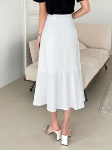 DAZY Solid Ruffle Hem Skirt | SHEIN USA