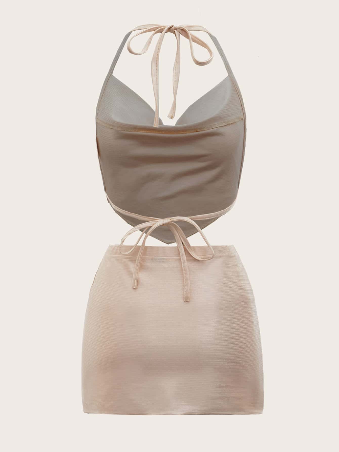 SHEIN ICON Backless Knot Hanky Hem Draped Halter Top & Skirt | SHEIN UK