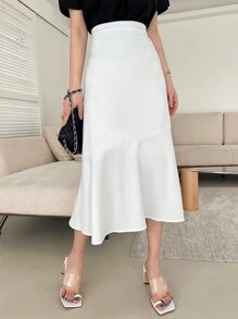 DAZY Solid Ruffle Hem Skirt | SHEIN USA