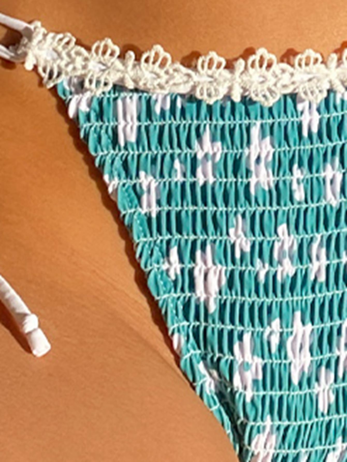 SHEIN Swim Mod Ditsy Floral Print Bikini Set Smocked Triangle Bra ...