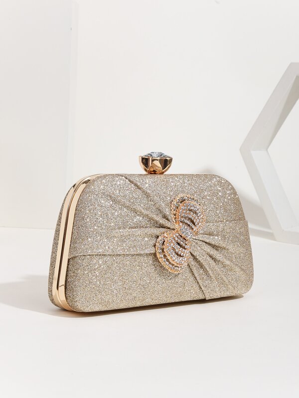 Mini Rhinestone & Bow Decor Glitter Box Bag | SHEIN USA