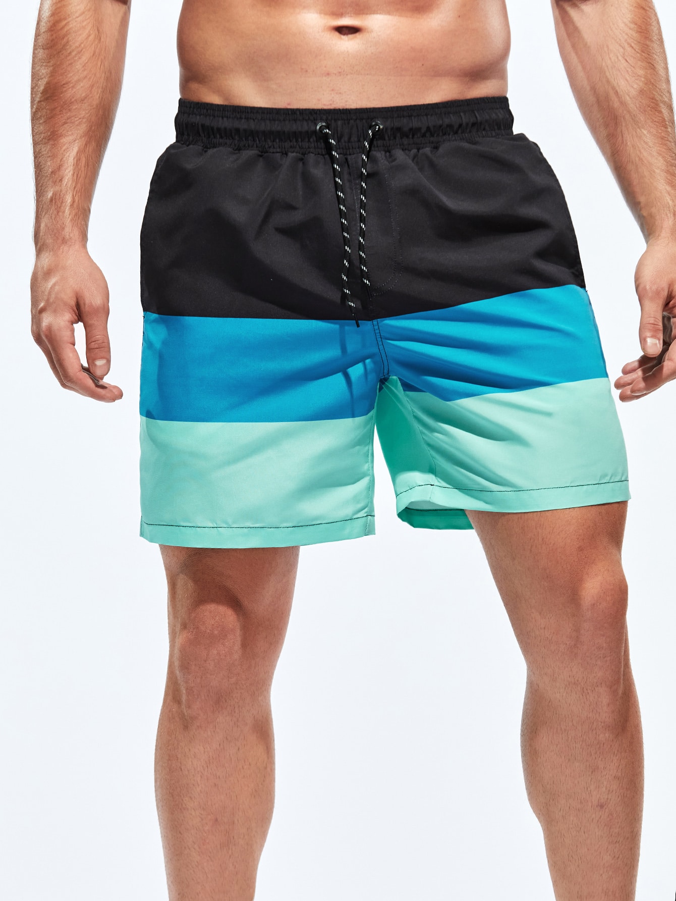 Men Color Block Swim Trunks