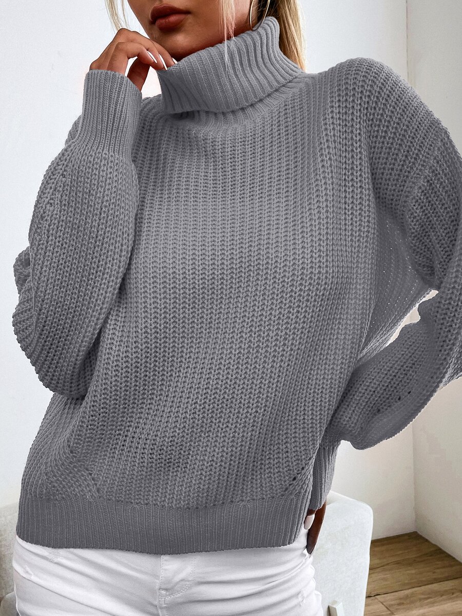 SHEIN Essnce Turtle Neck Drop Shoulder Sweater | SHEIN EUR
