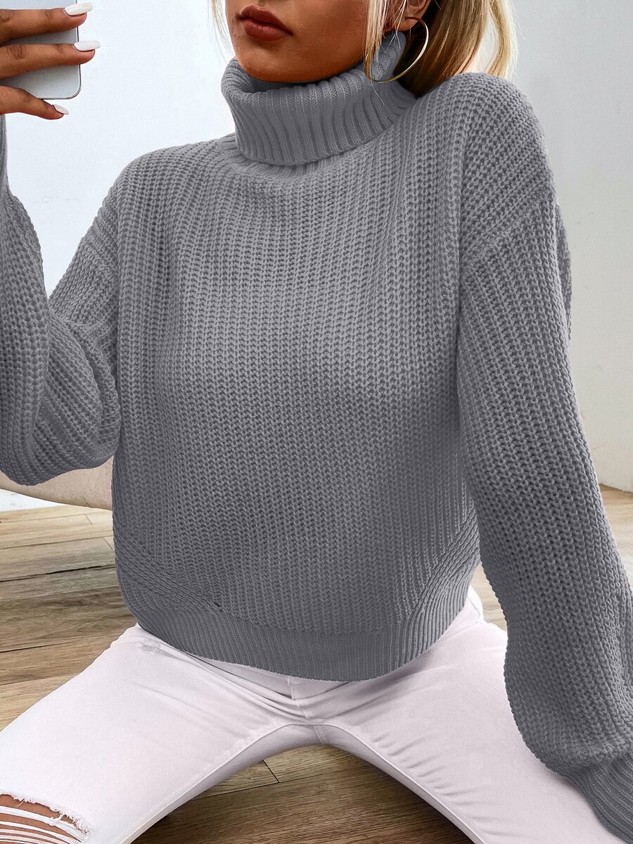 SHEIN Essnce Turtle Neck Drop Shoulder Sweater | SHEIN EUR