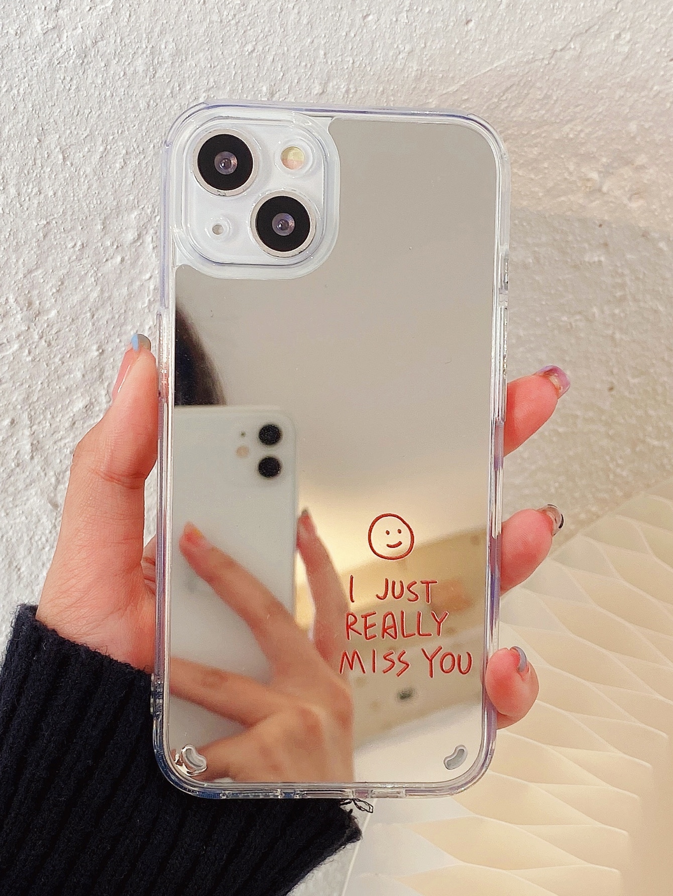 Slogan Graphic Mirror Phone Case