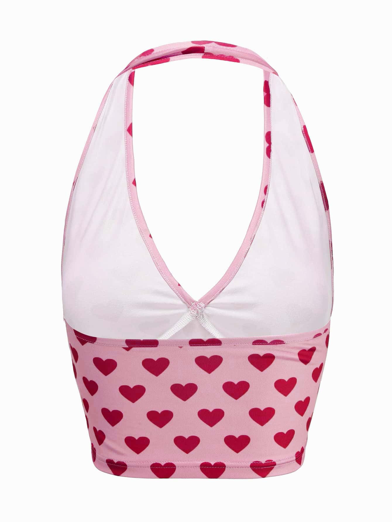 SHEIN ICON 90s Allover Heart Print Backless Halter Top | SHEIN UK