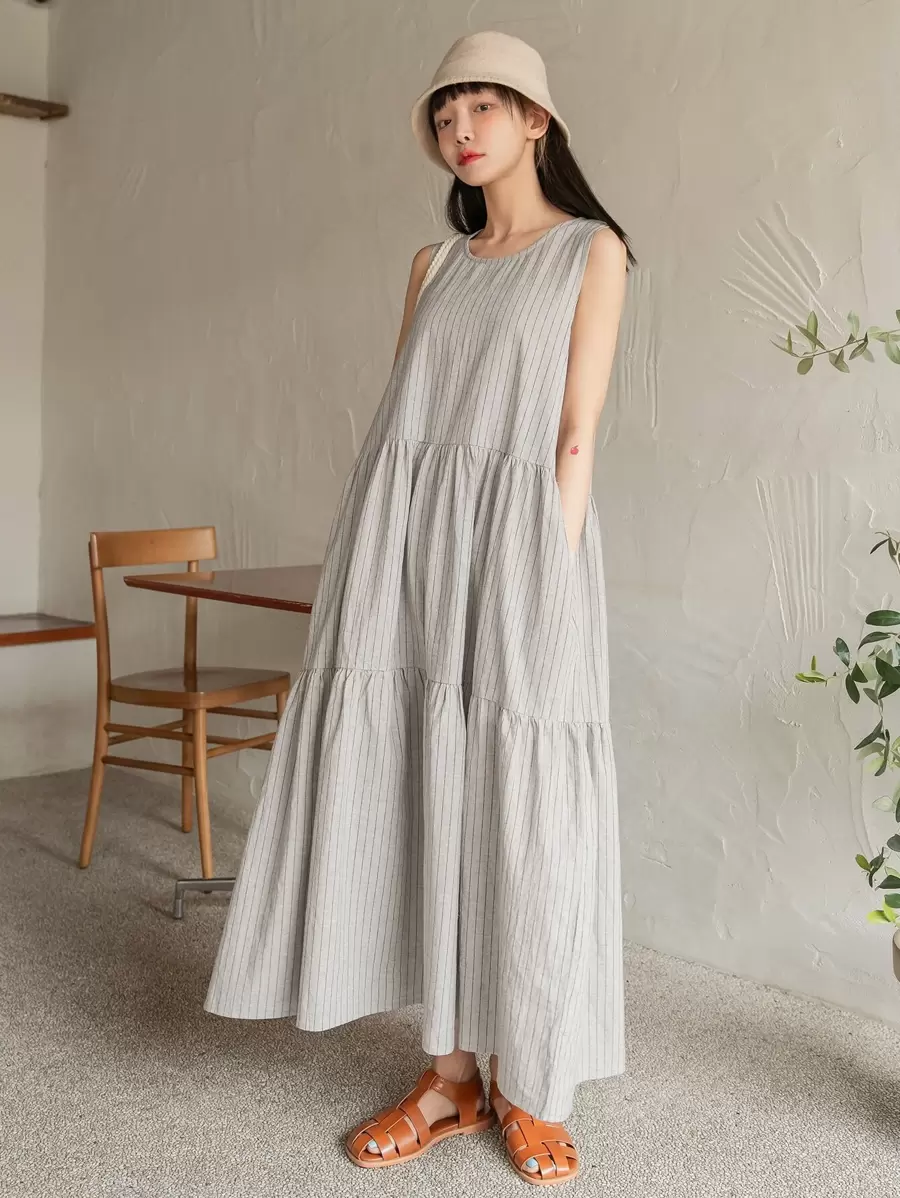 DAZY Striped Hidden Pocket Ruffle Hem Smock Dress | SHEIN USA