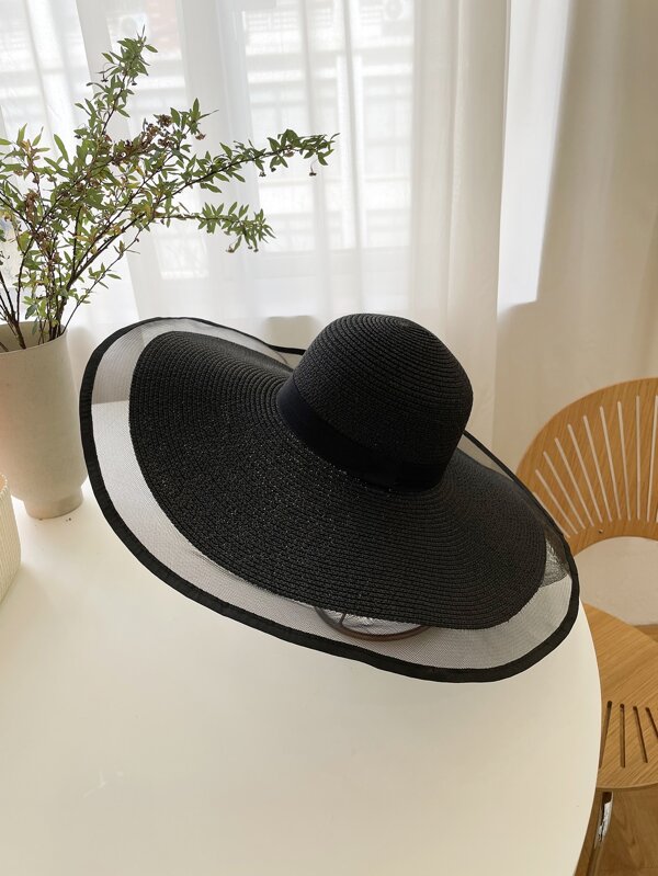 Mesh Panel Straw Hat | SHEIN USA