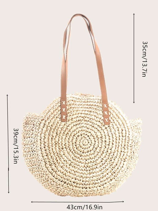 Beige Minimalist Large Capacity Vacation Beach Bag Summer Bag Vocation ...
