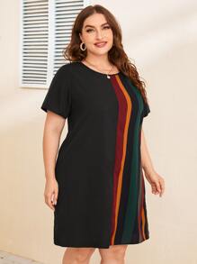 SHEIN LUNE Plus Color Block Dress | SHEIN USA