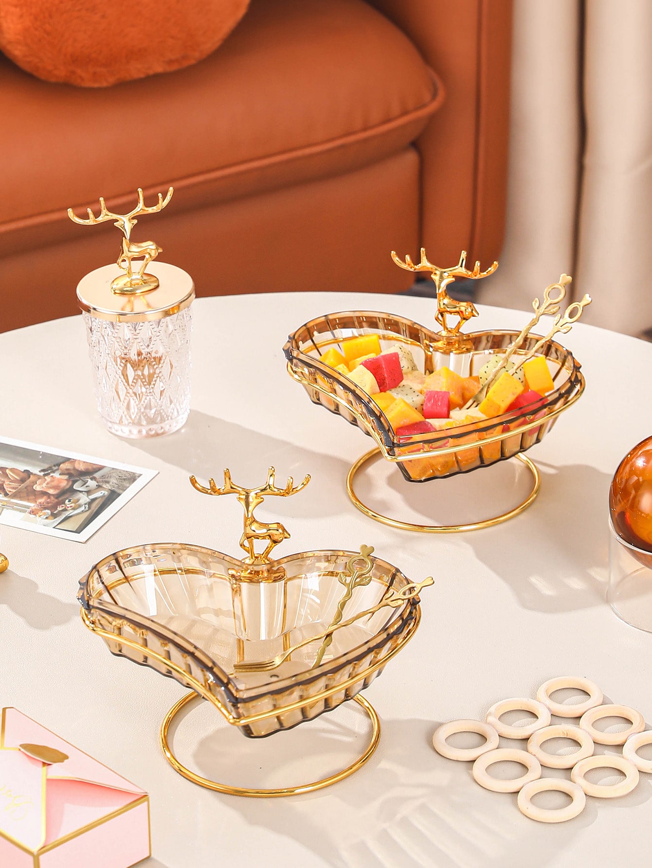 1pc Heart Shaped Deer Decor Tray