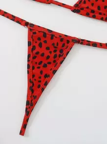 SHEIN Swim Summer Beach Dalmatian Bikini Set Halter Micro Triangle Bra ...