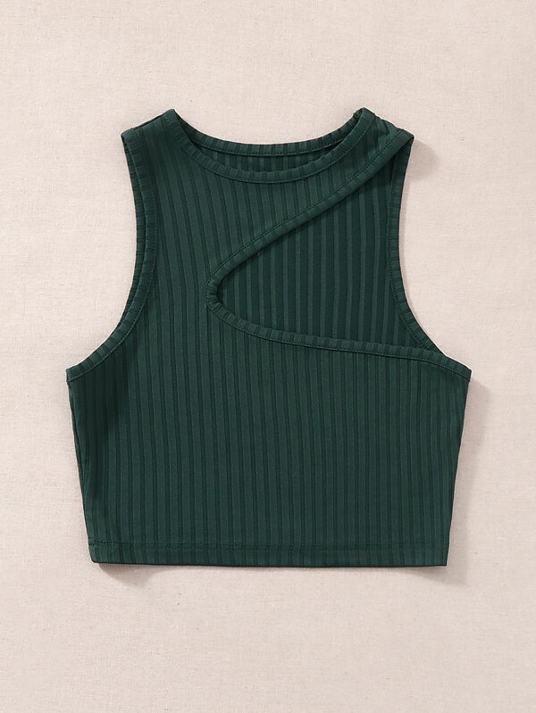 Ribbed Knit Asymmetrical Tank Top | SHEIN USA