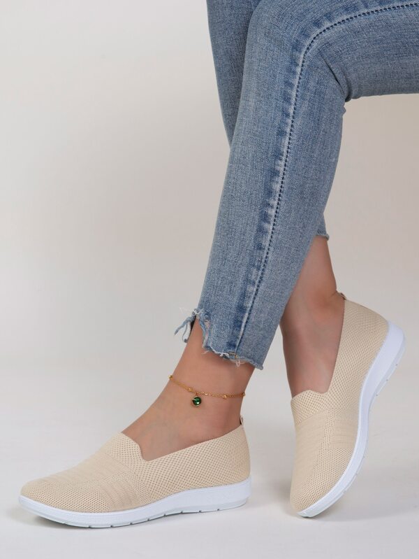 Women Knit Detail Casual Shoes, Sporty Outdoor Fabric Slip-On Shoes ...