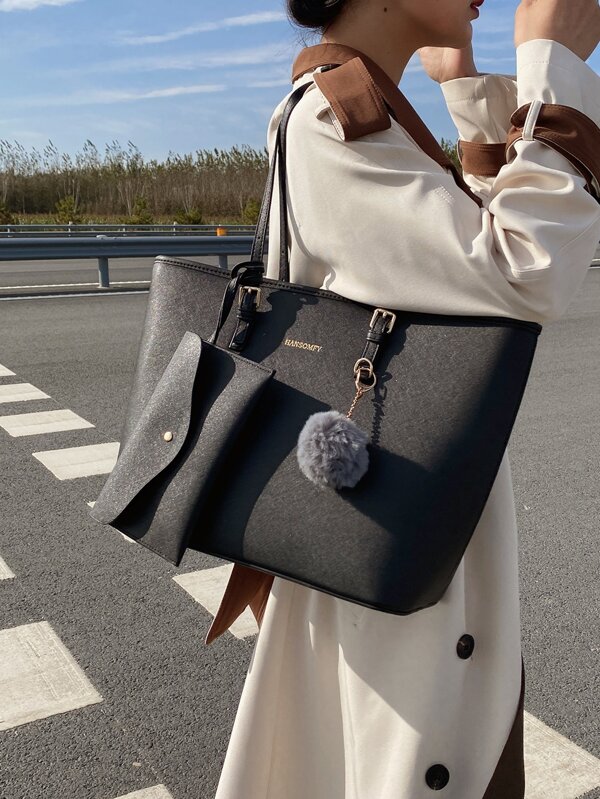 2 pcs Women's Large Capacity Tote Bag, Shoulder Bag, Commuter Bag With ...