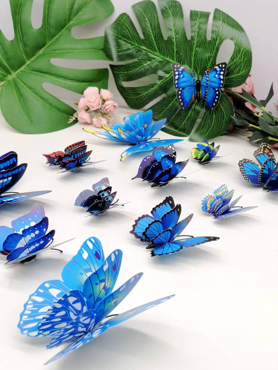 New Style 12pcs Double Layer 3D Butterfly Wall Stickers Home Room Decor ...