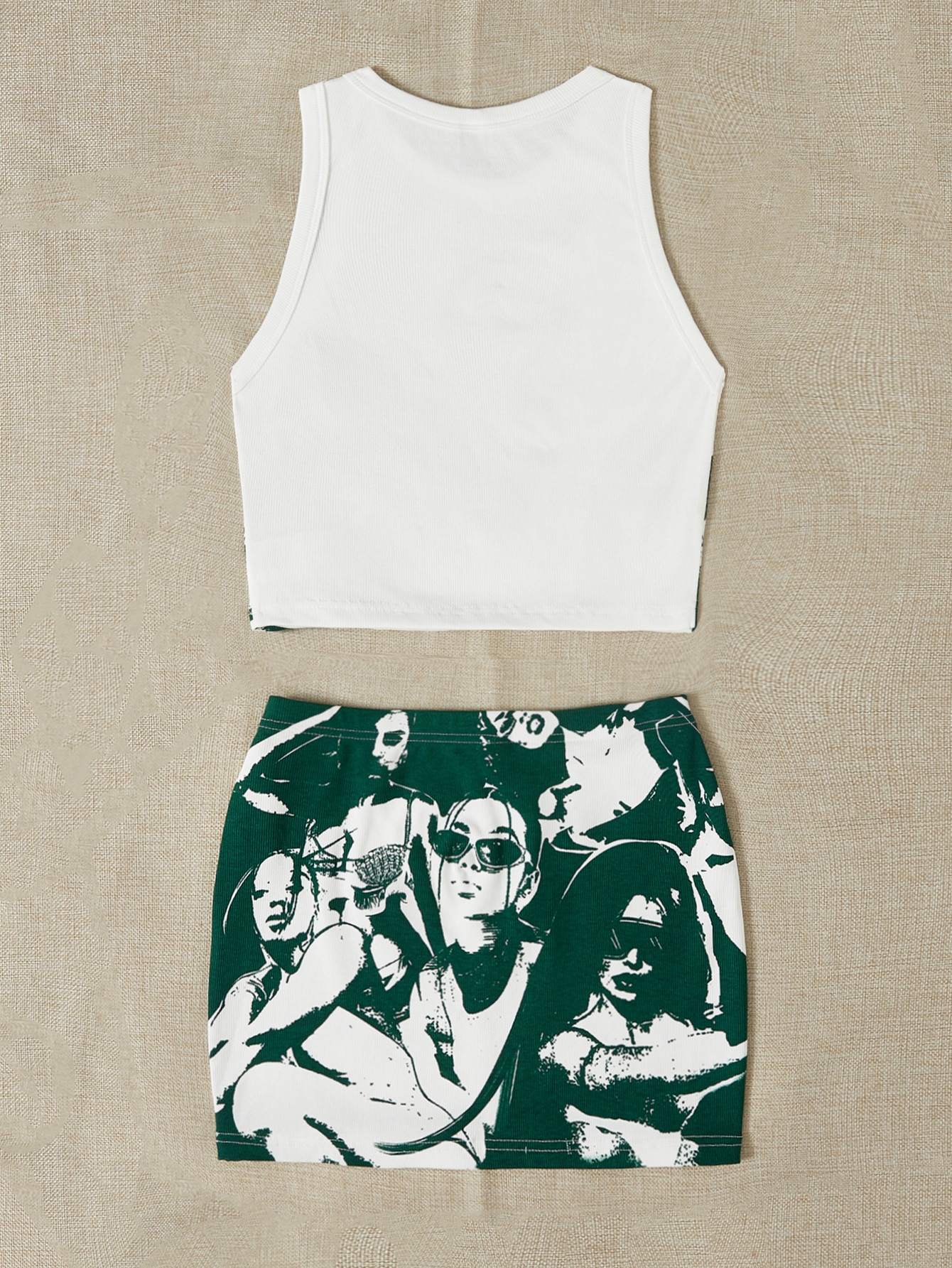 SHEIN ICON 90s Figure Graphic Tank Top and Bodycon Skirt Set | SHEIN UK