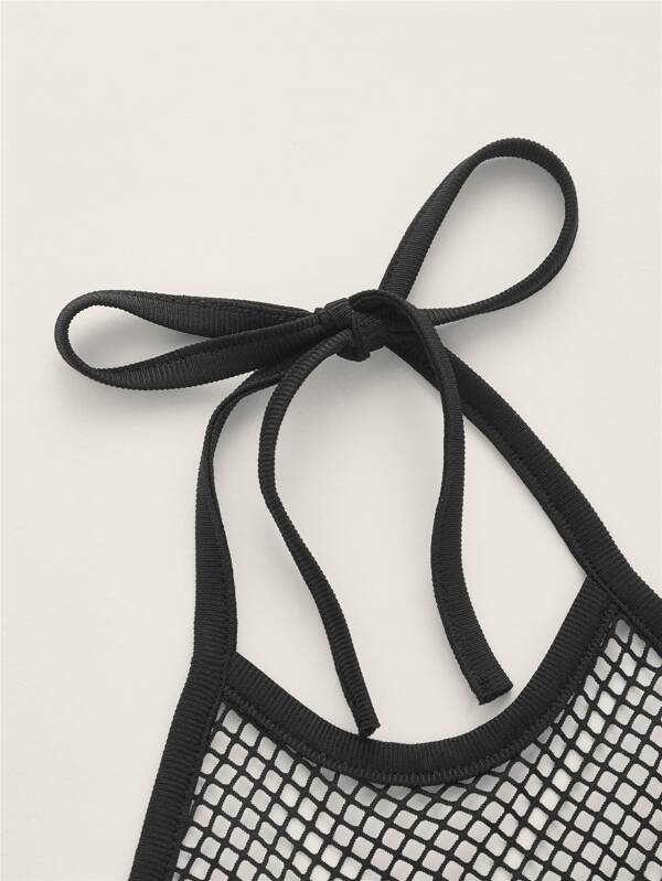 Is That The New Fishnet Insert Tie Backless Halter Top ??| ROMWE USA