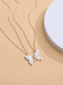 2pcs Butterfly Charm Necklace | SHEIN UK