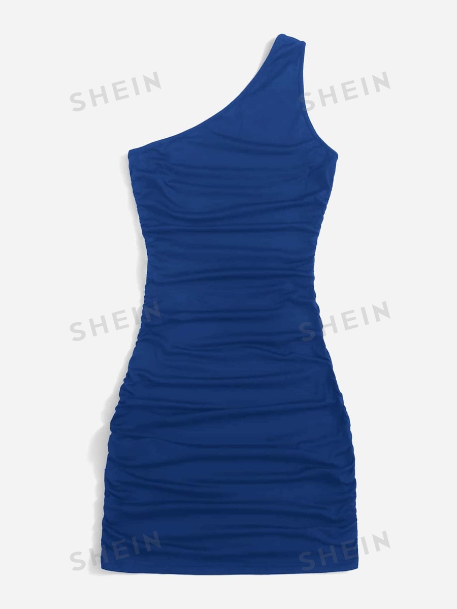 Shein Privé One Shoulder Ruched Bodycon Dress Shein Uk