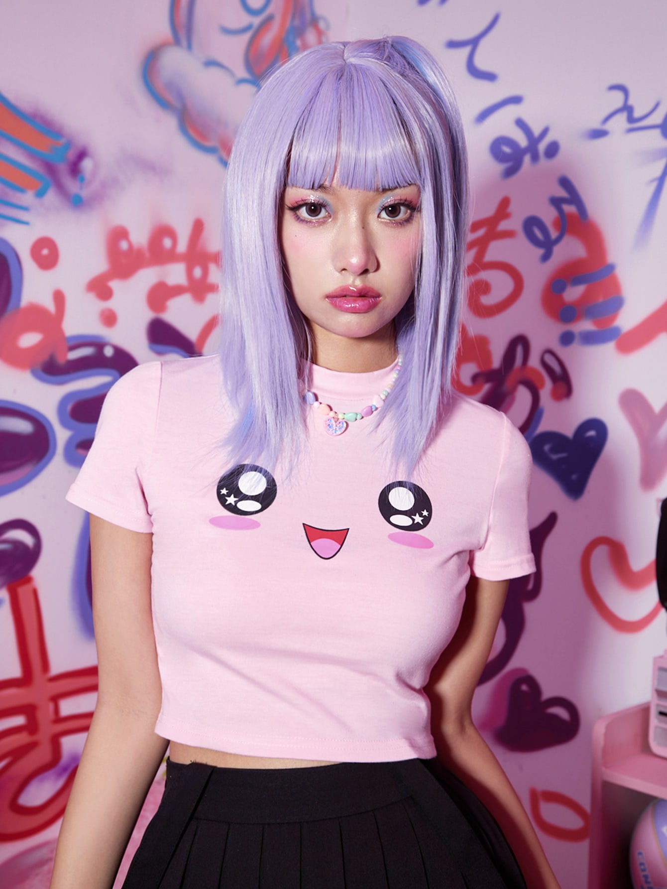 ROMWE Anime Cartoon Graphic Crop Tee