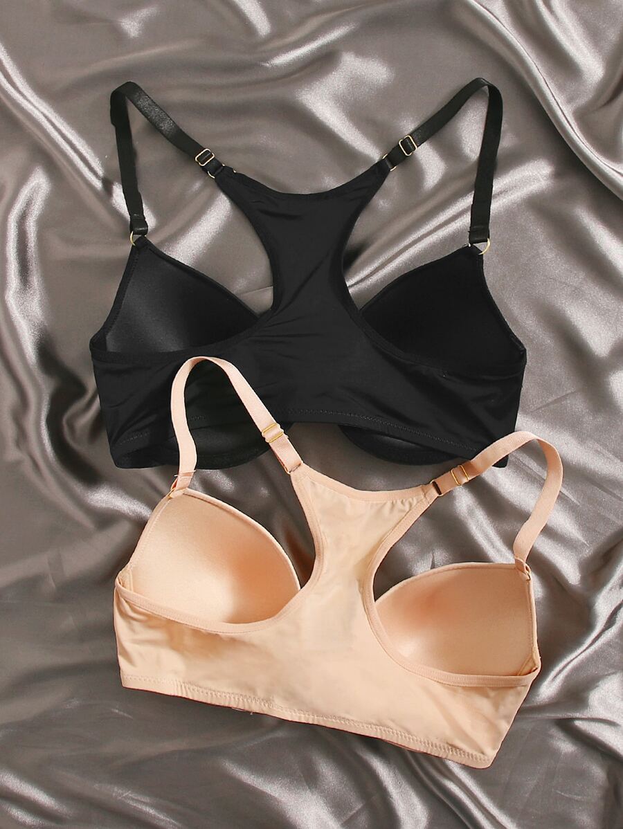 Shein Underwear&Sleepwear Basics 2 Packs Metal Decor Underwire Bra ...