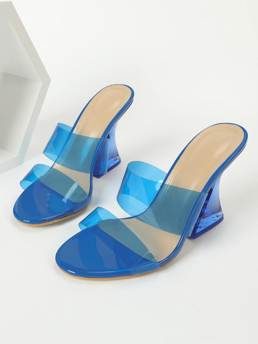 Minimalist Clear Strap Sculptural Heeled Mules | SHEIN USA