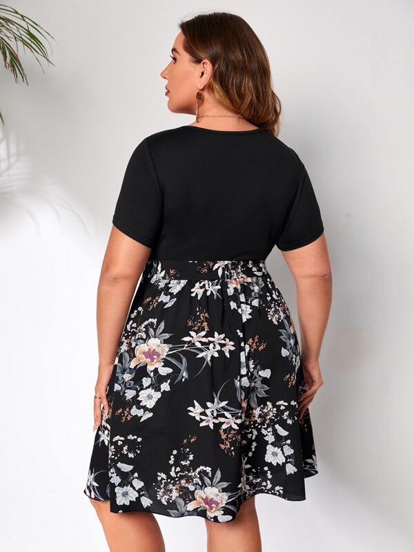 EMERY ROSE Plus Floral Print Belted Dress | SHEIN USA