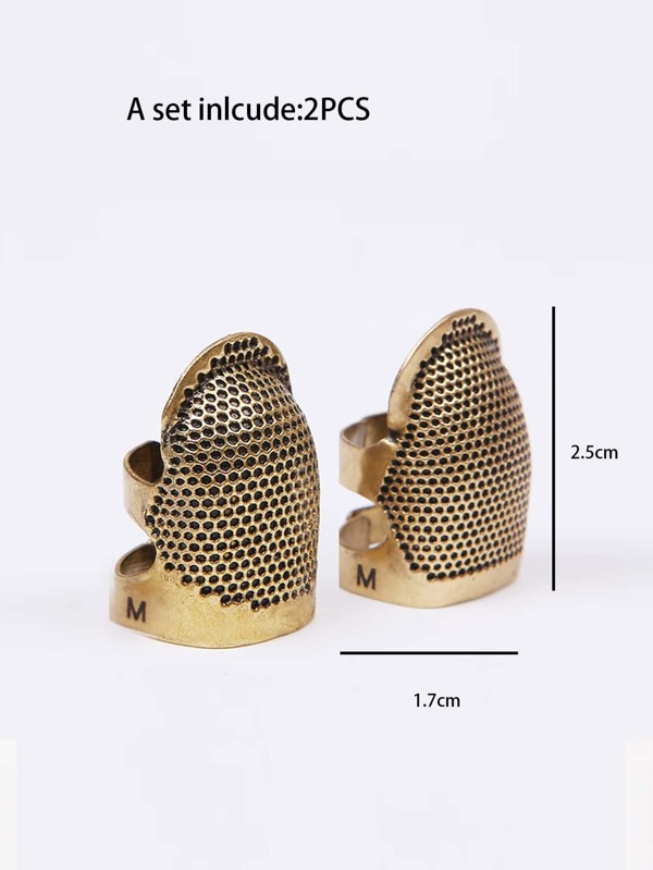 2pcs/set Modern Sewing Thimble, Vintage Gold Copper Finger Protector ...