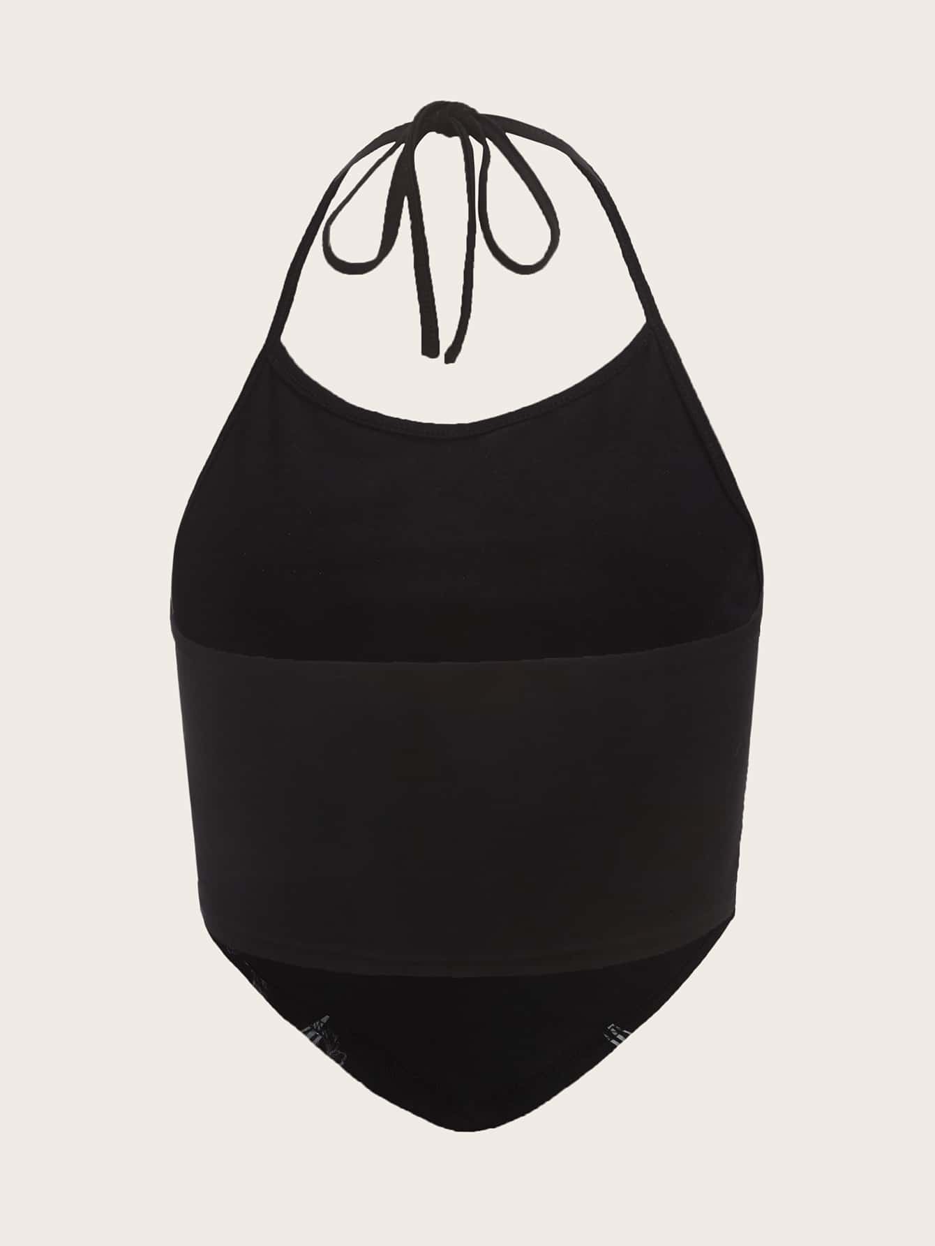 Goth Floral & Wings Graphic Halter Top | SHEIN USA